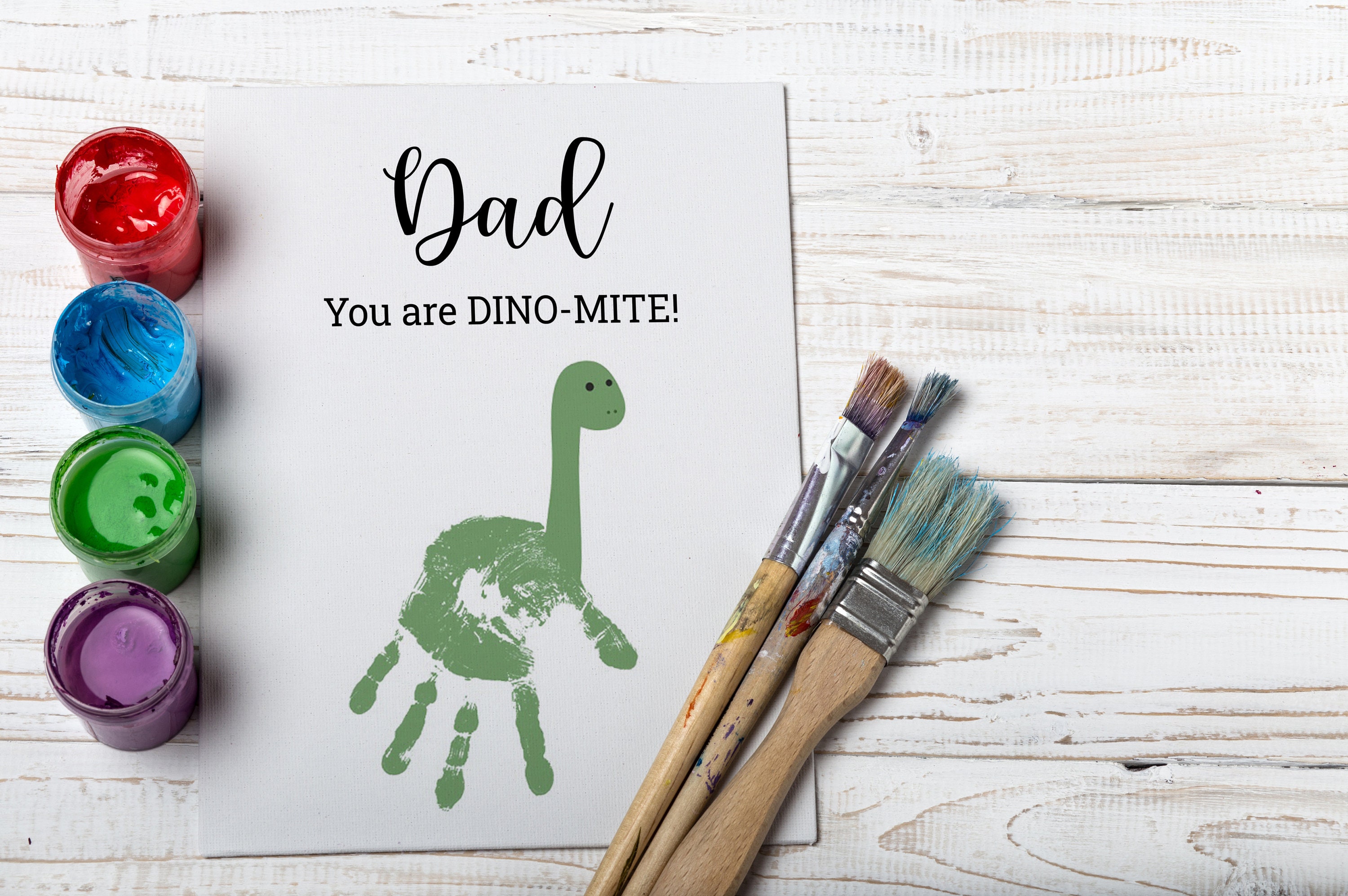 Dinosaur Handprint Art Craft, First Father's Day, Dad You Are DINO_MITE ...