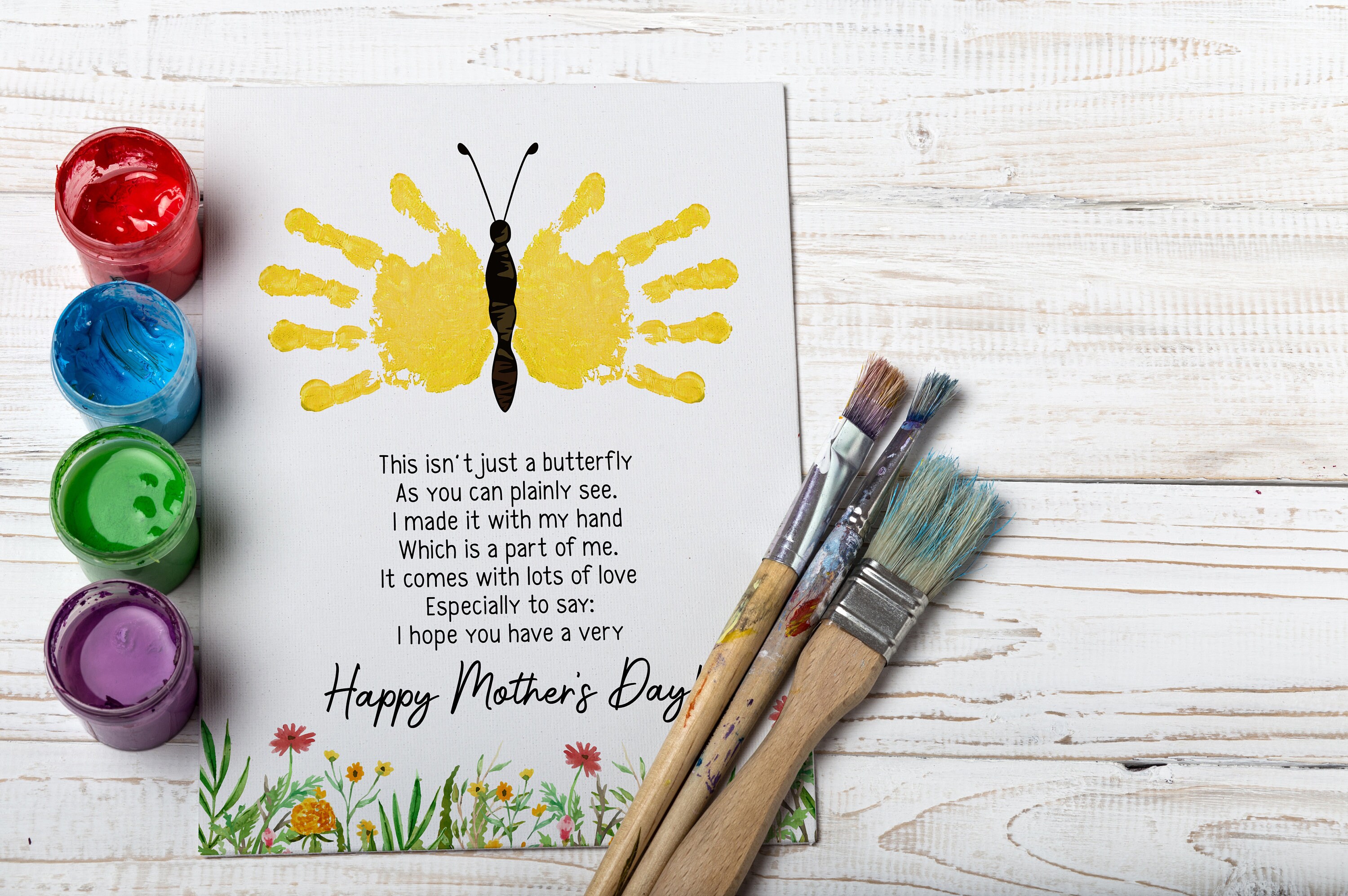 Butterfly Handprint Art Craft, DIY, Mother's Day Gift From Baby, First ...