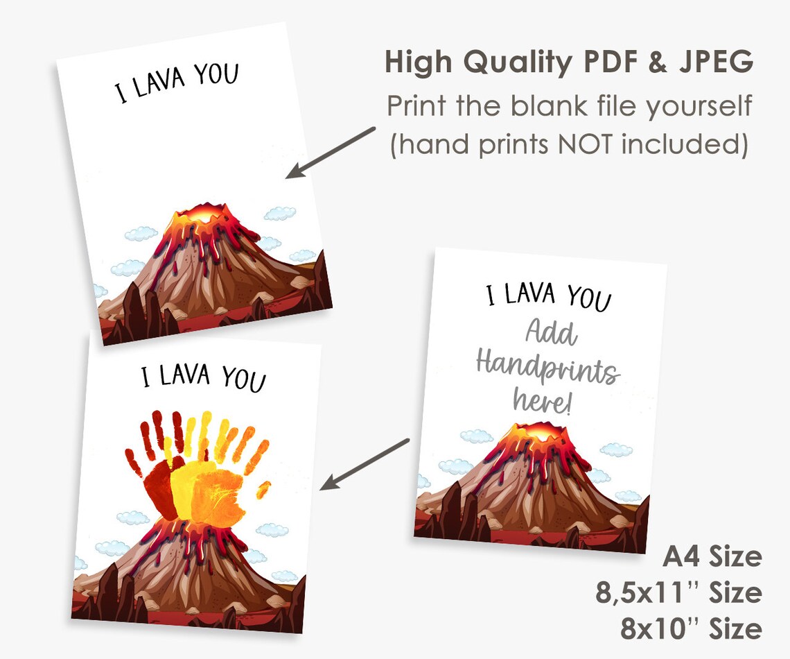 Volcano Handprint Art, Father's Day DIY Gift From Son, I Lava You ...