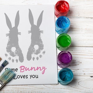 Easter Footprint Art, Crafts for Kids, Cute Bunny Feet, Handprint, 1st ...