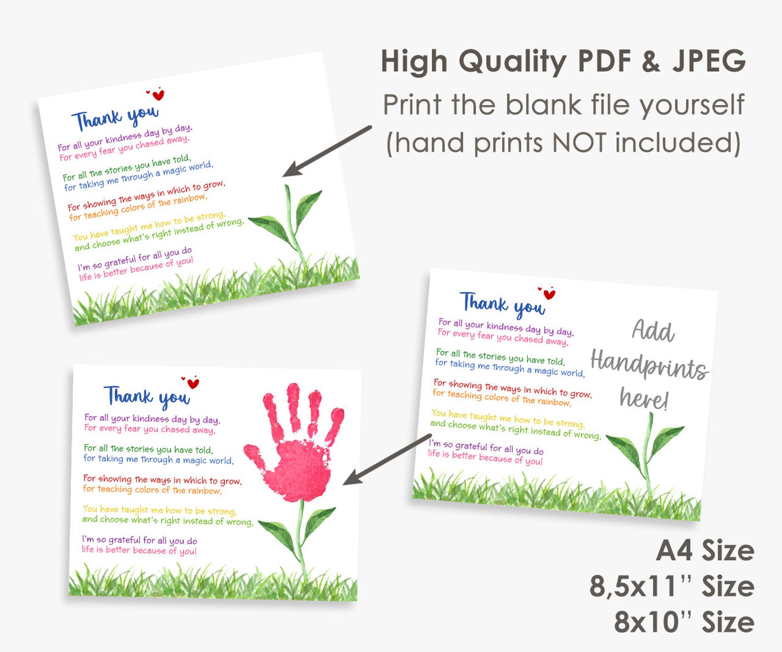 Teacher Appreciation Poem, Handprint Art, DIY, Teacher Thank You Gift ...