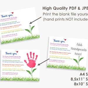 Teacher Appreciation Poem, Handprint Art, DIY, Teacher Thank You Gift ...
