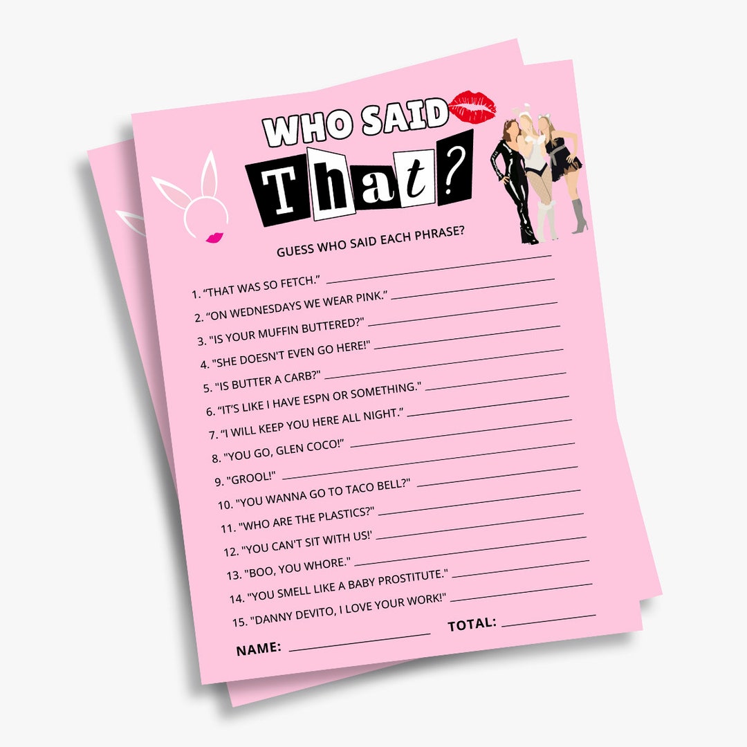 Who Said That, Mean Girls Theme Party Game, Mean Girls Birthday ...