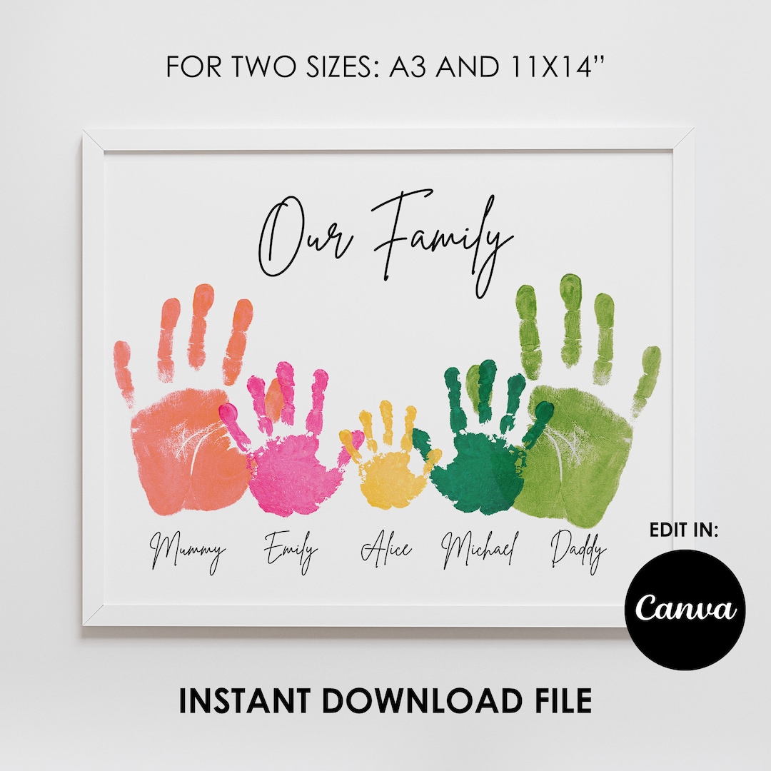 Personalized, Family Handprint Art Craft, DIY, Memory Decor, Editable ...