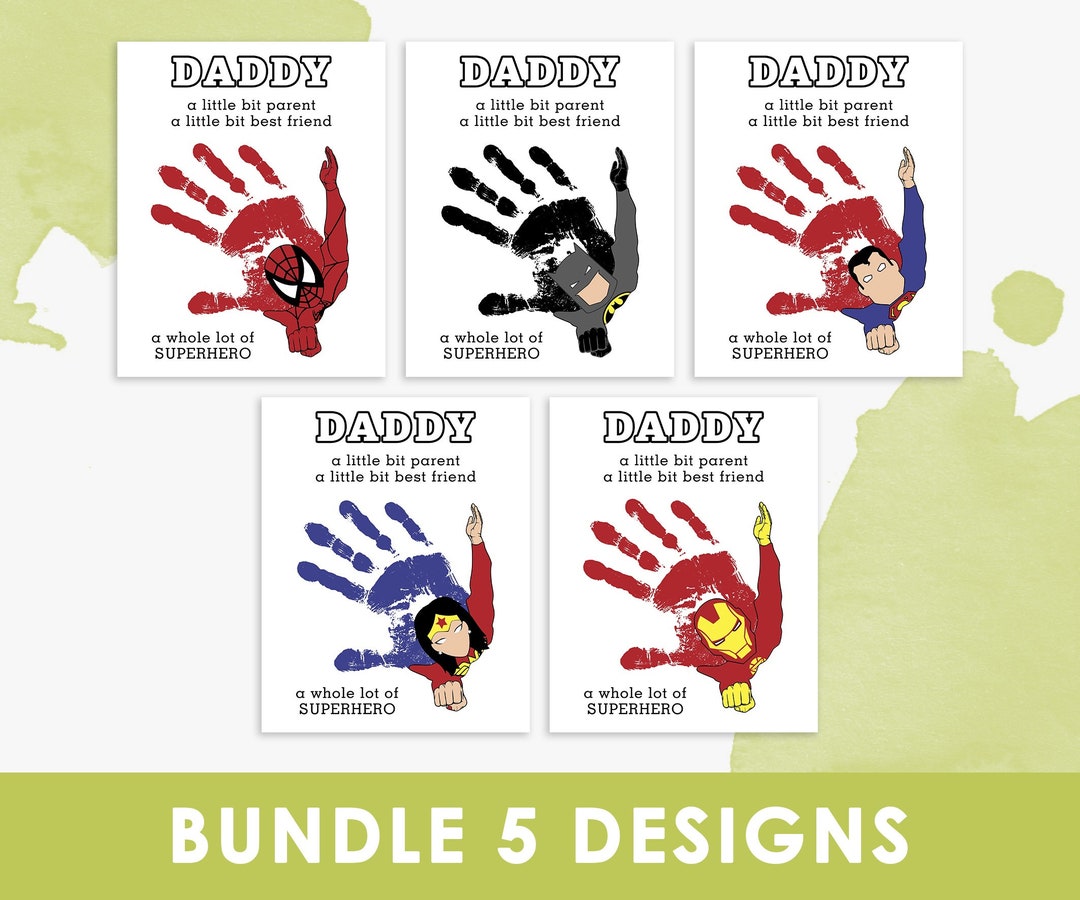 Father's Day Handprint Art Craft, BUNDLE, Superhero Dad, Birthday Gift ...