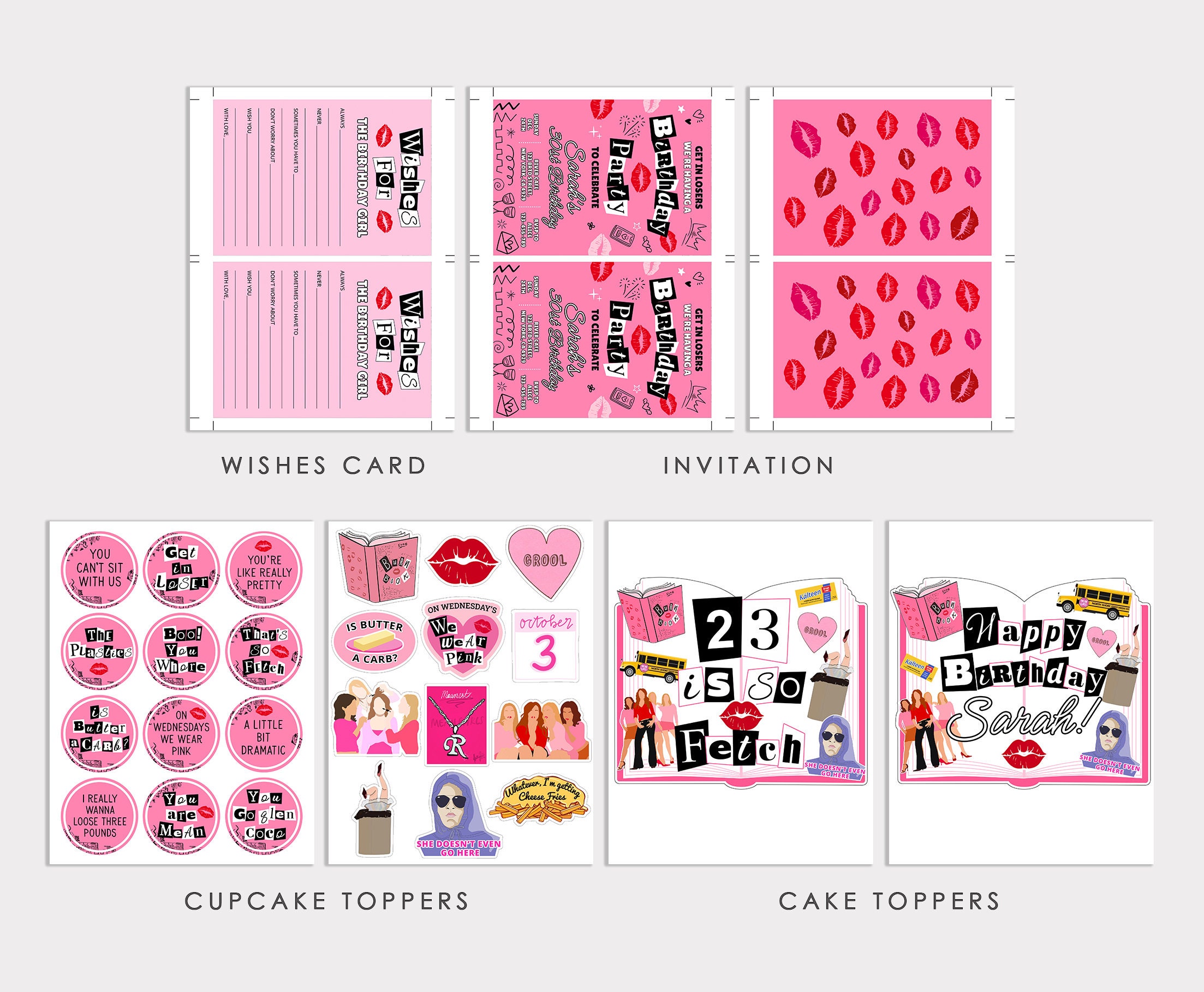 Mean Girls Theme Birthday Party Decor, BUNDLE, Mean Girls Invitation ...