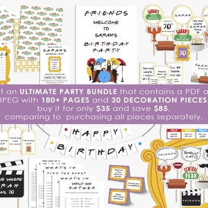 Friends Gift Tag, Friends Theme Birthday Party Favor Tag, Thank You for ...