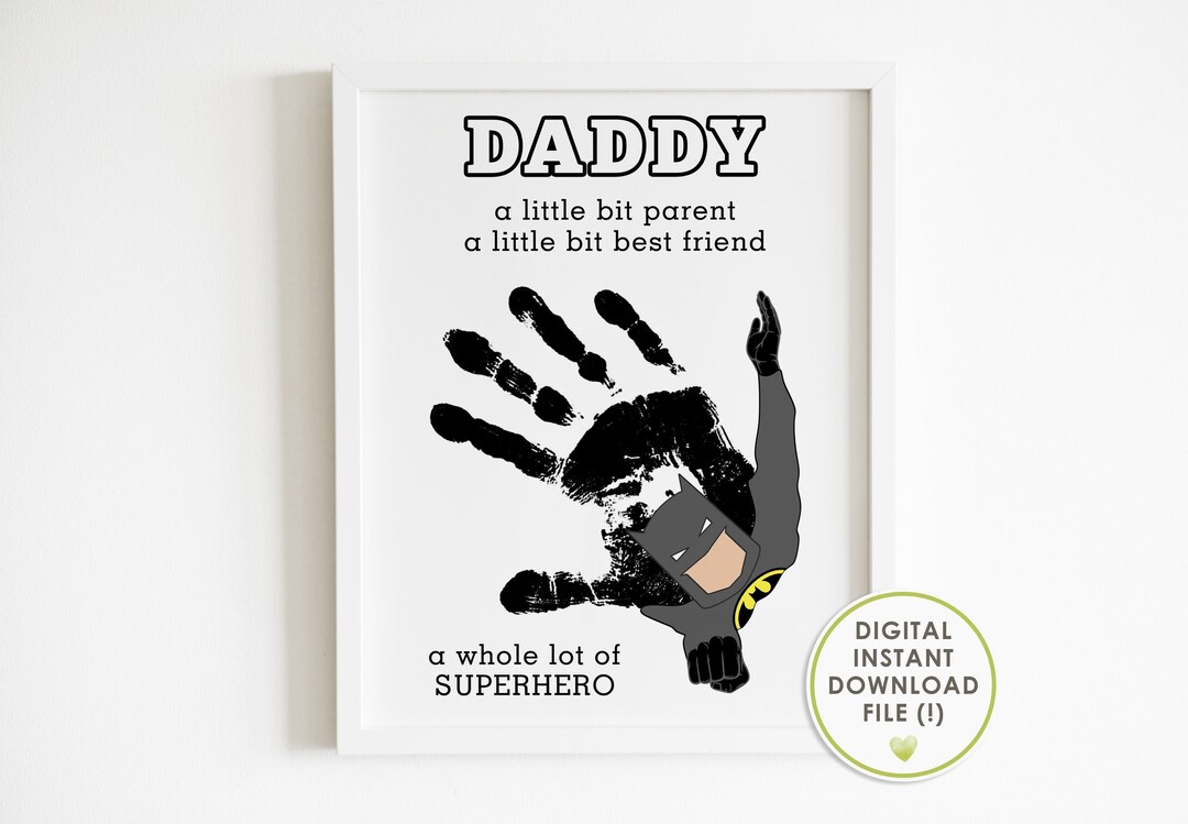Father's Day Superhero Handprint Art Craft, DIY, Gift From Baby ...