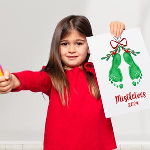 Christmas Mistletoes, Footprint Art, Crafts for Kids, Holiday Memory ...