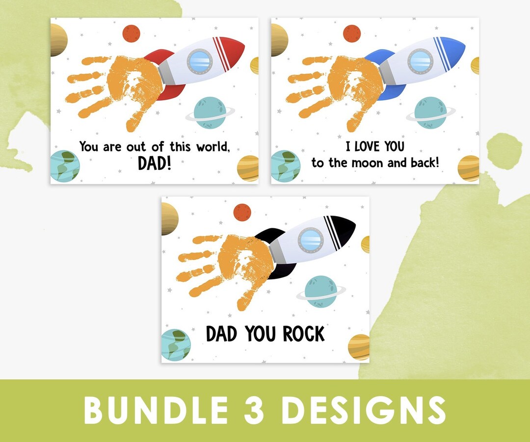 Rocket Handprint Art, BUNDLE, Father's Day Gift From Baby | From Kids ...