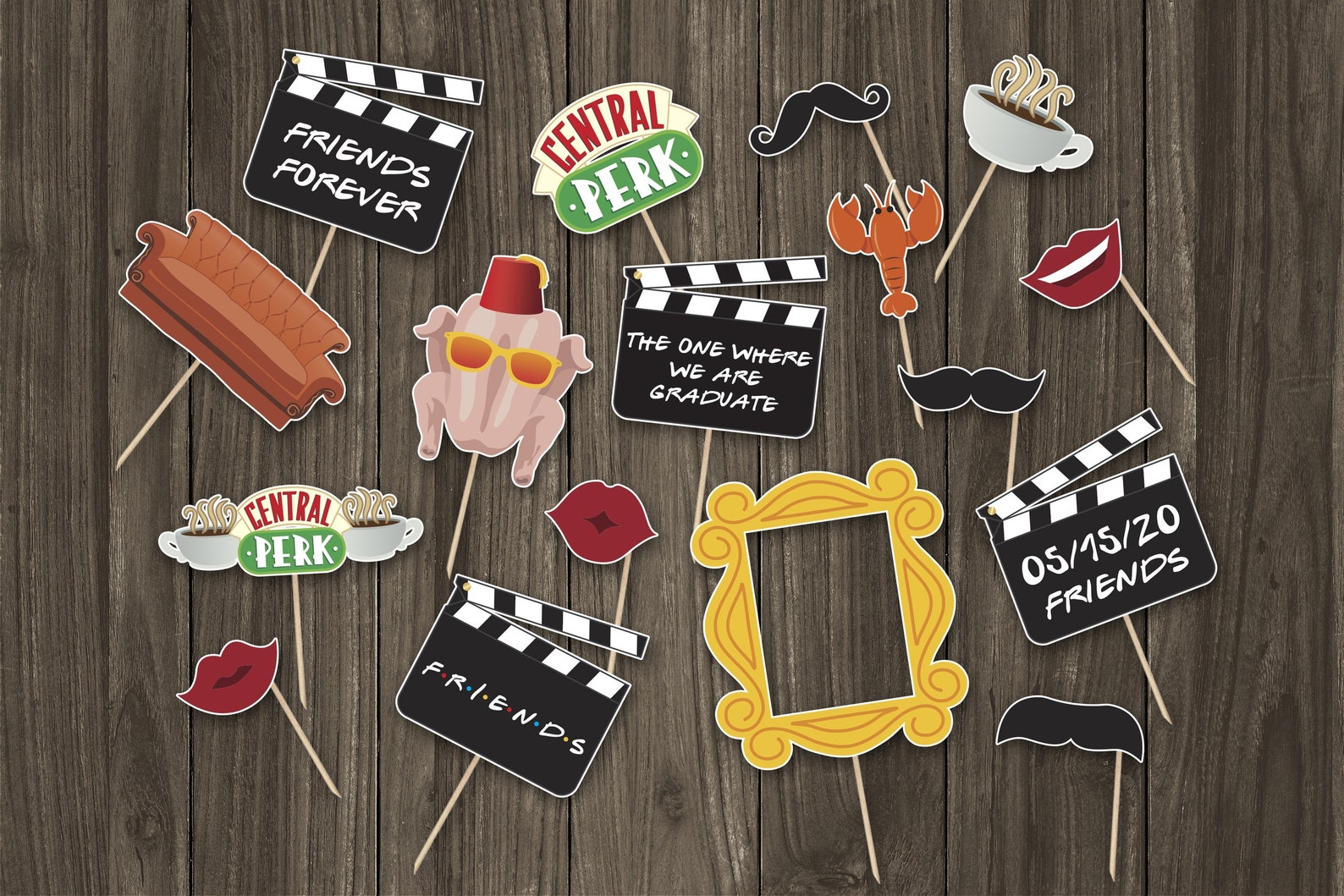 Friends Photo Booth Props, Friends Theme Graduation Party Props ...