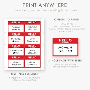 Name Tags, Hello My Name Is, Funny Friends Name Badge, Friends Theme ...