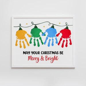 4 Handprints Christmas Lights, Kids Crafts, Merry & Bright, DIY, Memory ...