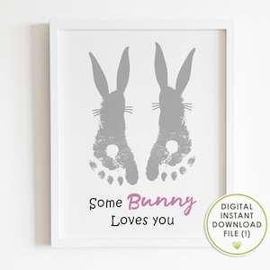 Easter Footprint Art, Crafts for Kids, Cute Bunny Feet, Handprint, 1st ...