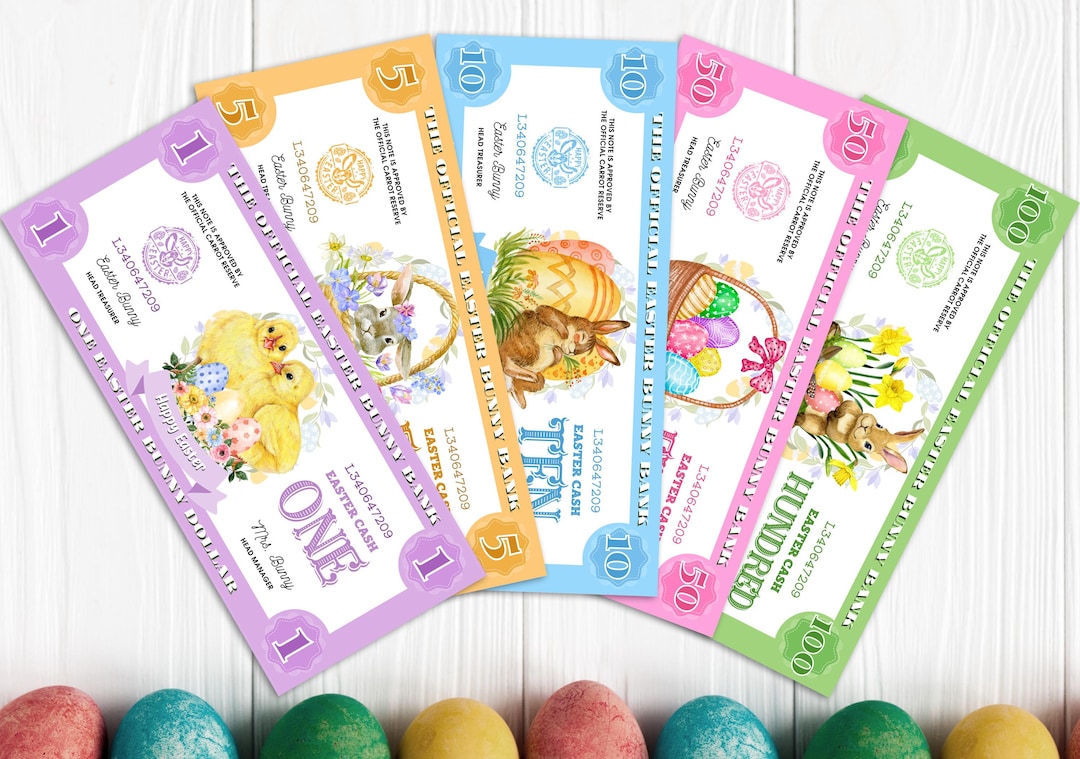 Easter Hunt Bunny Bucks, Bundle, Printable, Easter Play Money, Easter ...