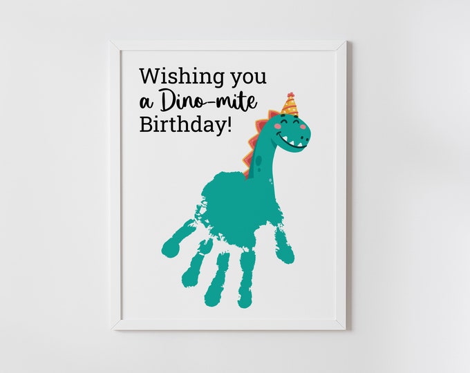 Birthday Handprint Art, Kids Craft, Dinosaur Birthday Card, From Kids ...
