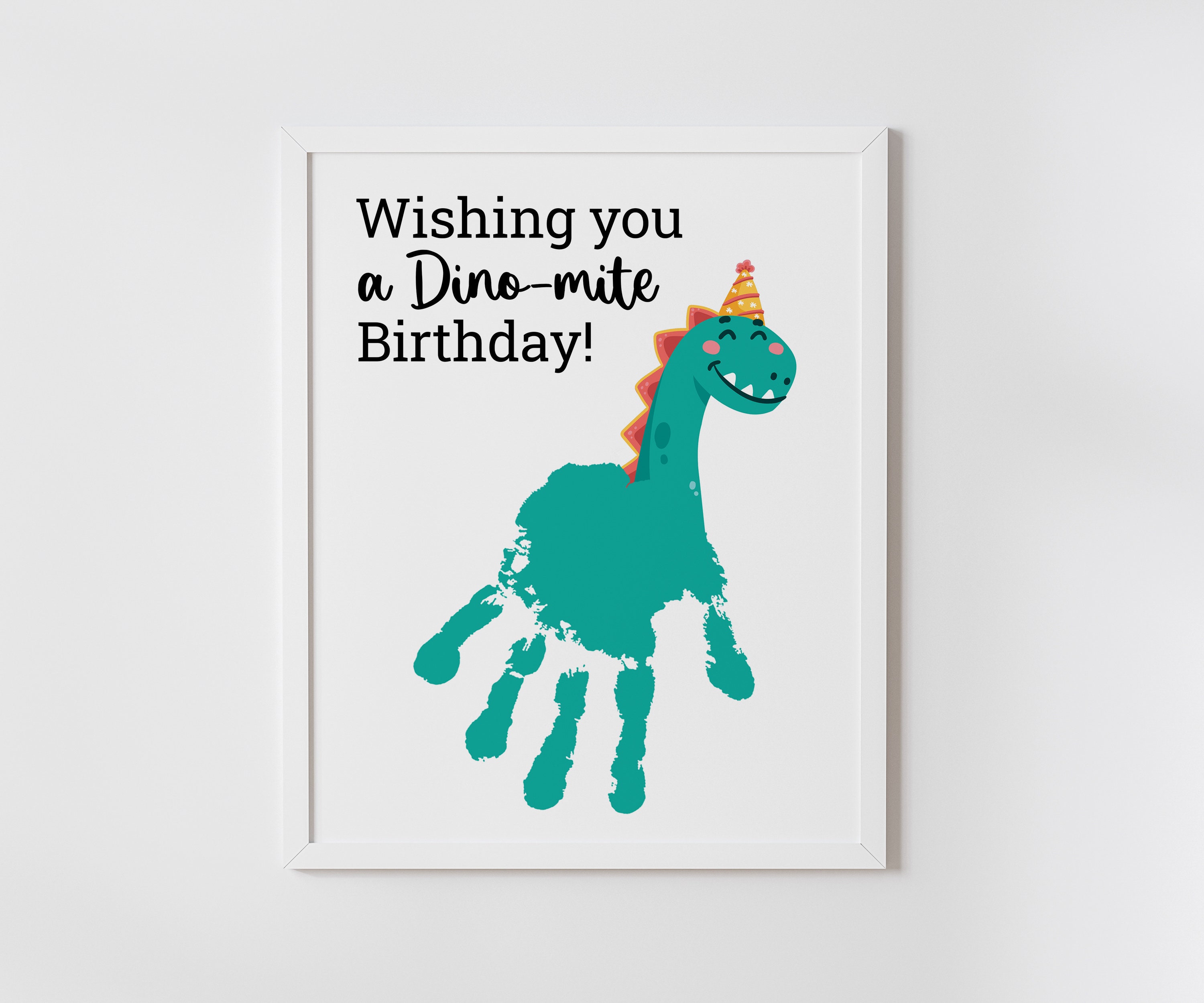 Birthday Handprint Art, Kids Craft, Dinosaur Birthday Card, From Kids ...