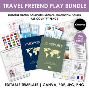 Printable Play Passport & Travel Activity Pack for Kids, Airport ...