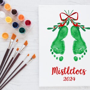 Christmas Mistletoes, Footprint Art, Crafts for Kids, Holiday Memory ...