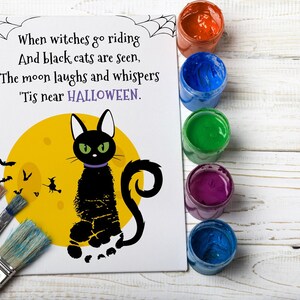 Halloween Footprint Art, Crafts for Kids, Cute Black Cat, My First ...