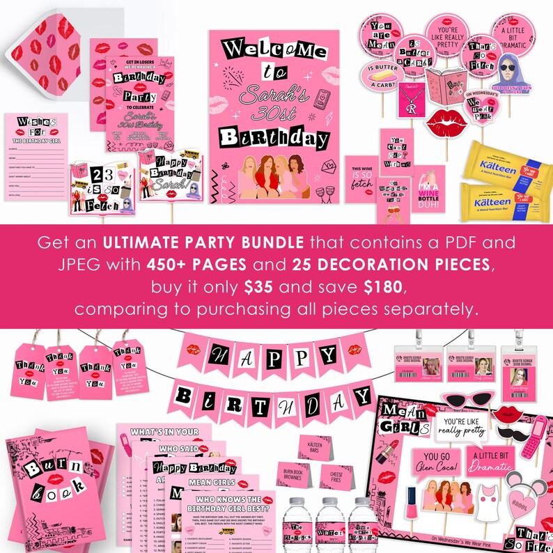 Mean Girls Birthday Welcome Sign, Burn Book Theme, Editable, Canva ...