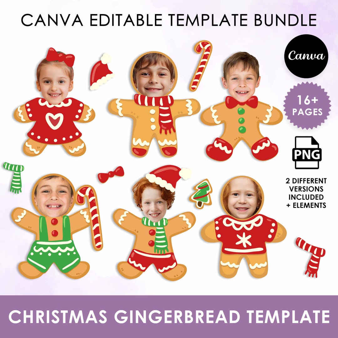 Gingerbread Photo Frames, Bundle, Add Your Own Photo, DIY, Christmas ...