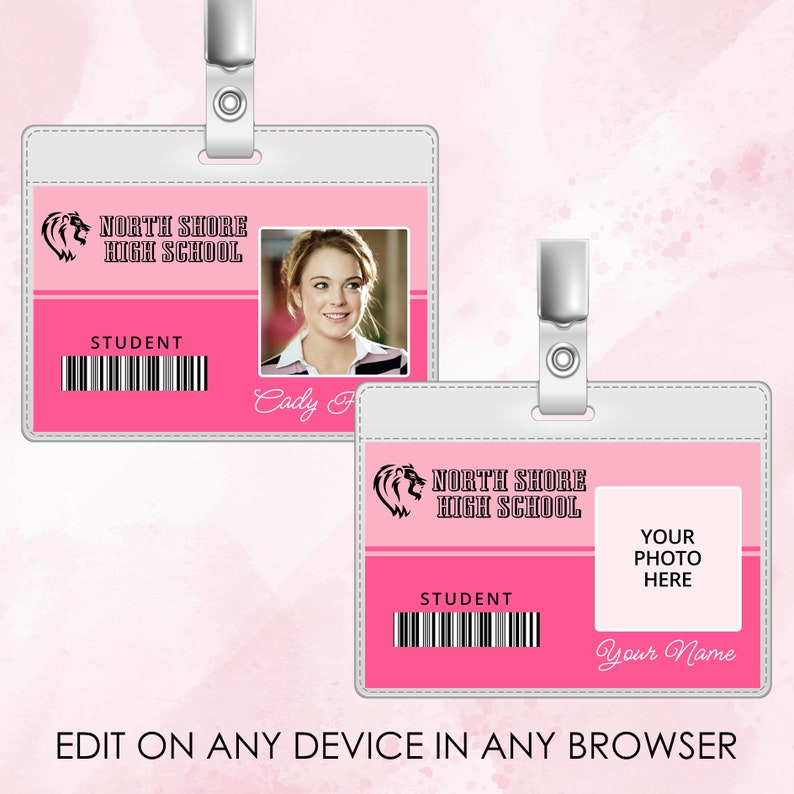 Editable Horizontal ID Badges, North Shore High School Student Badge ...