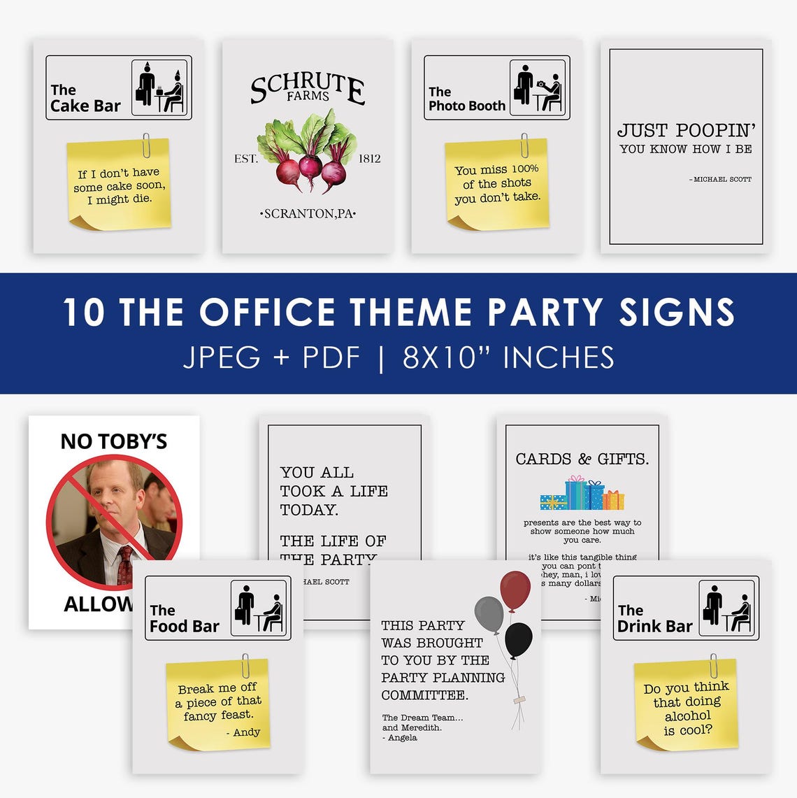 The Office Theme Party Sign, BUNDLE, Office Party Poster, Set, Office ...