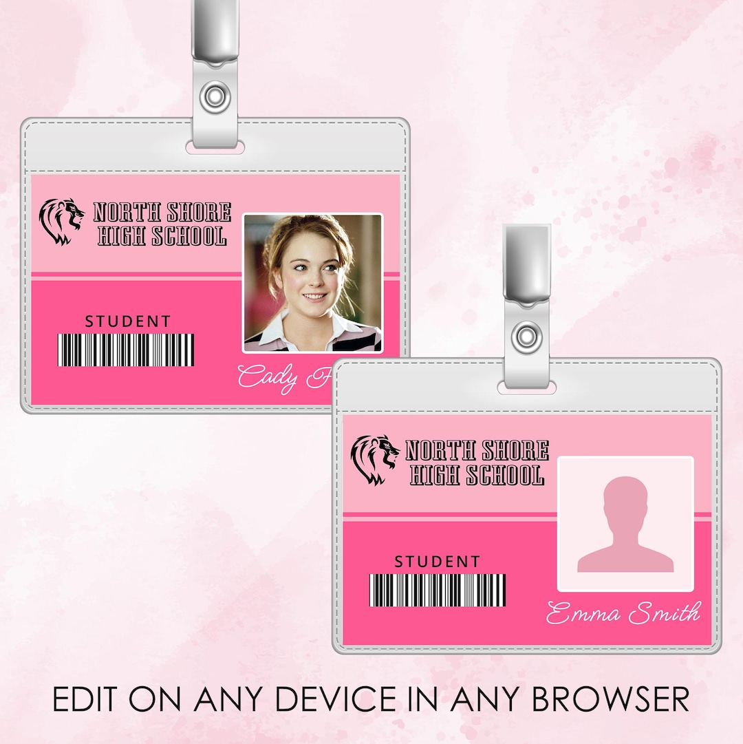 Editable Horizontal ID Badges, North Shore High School Student Badge ...