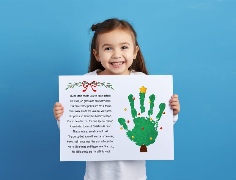Christmas Poem Handprint Art Craft, Christmas Tree Baby Toddler Kids ...