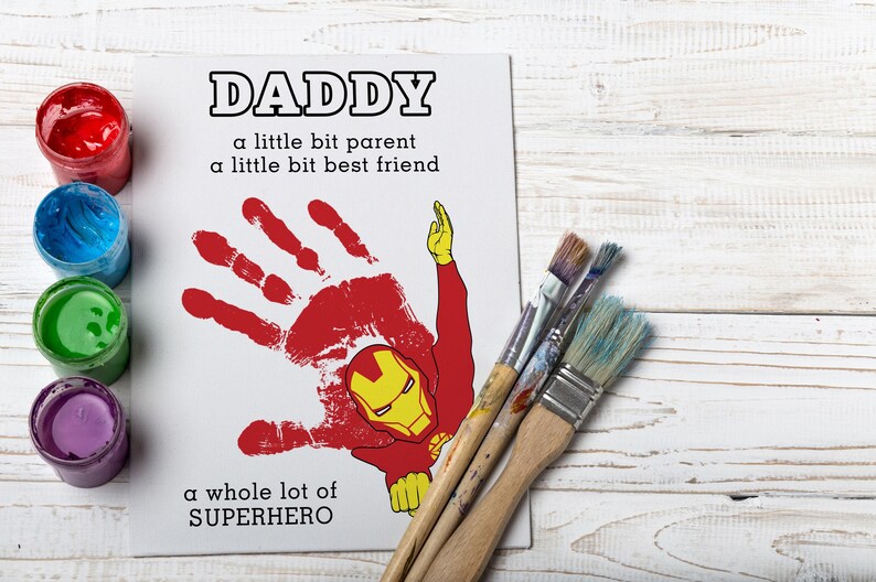 Father's Day Handprint Art Craft, BUNDLE, Superhero Dad, Birthday Gift ...