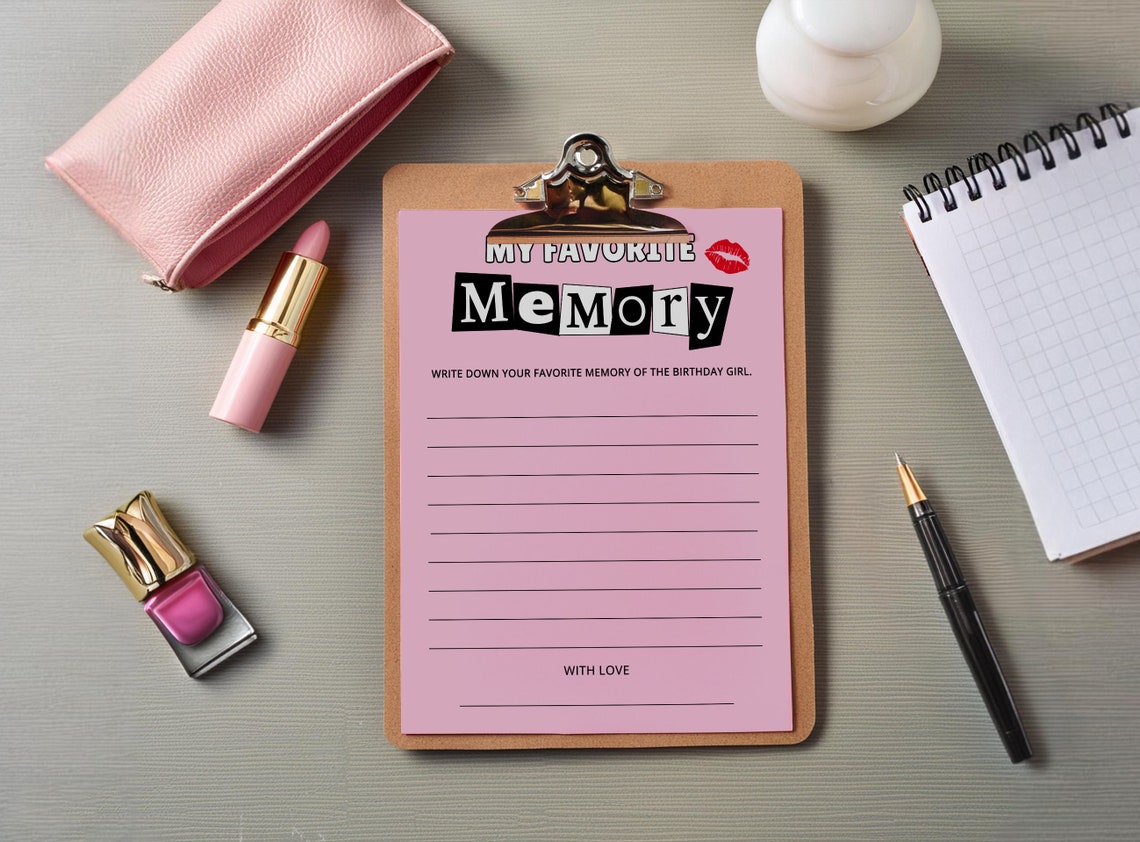 My Favorite Memory, Mean Girls Theme Birthday Party Activity, for ...