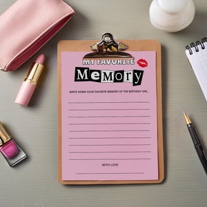 My Favorite Memory, Mean Girls Theme Birthday Party Activity, for ...