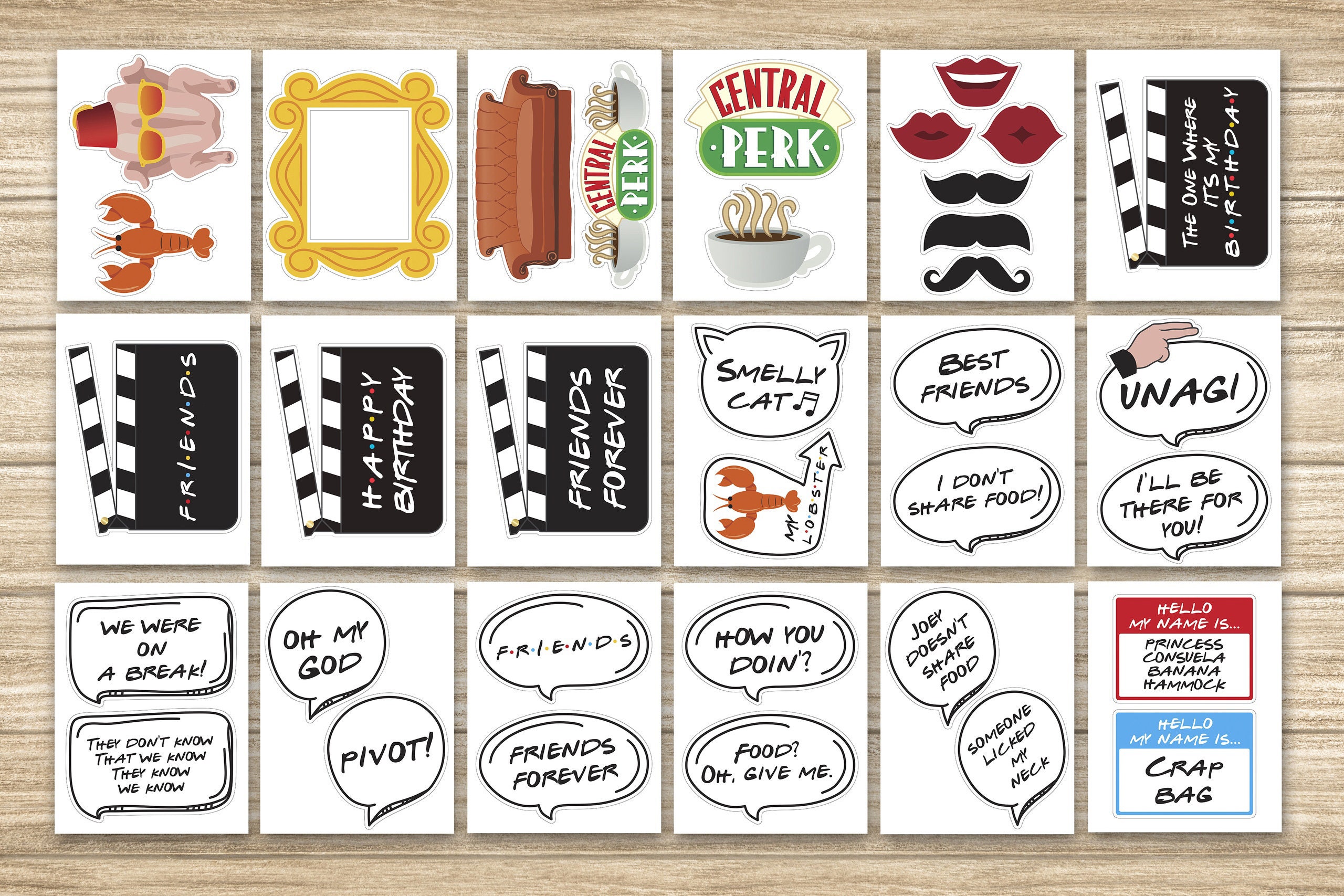 Friends Photo Booth Props, Friends Theme Birthday Party Props, DIY ...