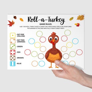 Roll A Turkey, Thanksgiving Kids Table Game, Kids Activity for ...