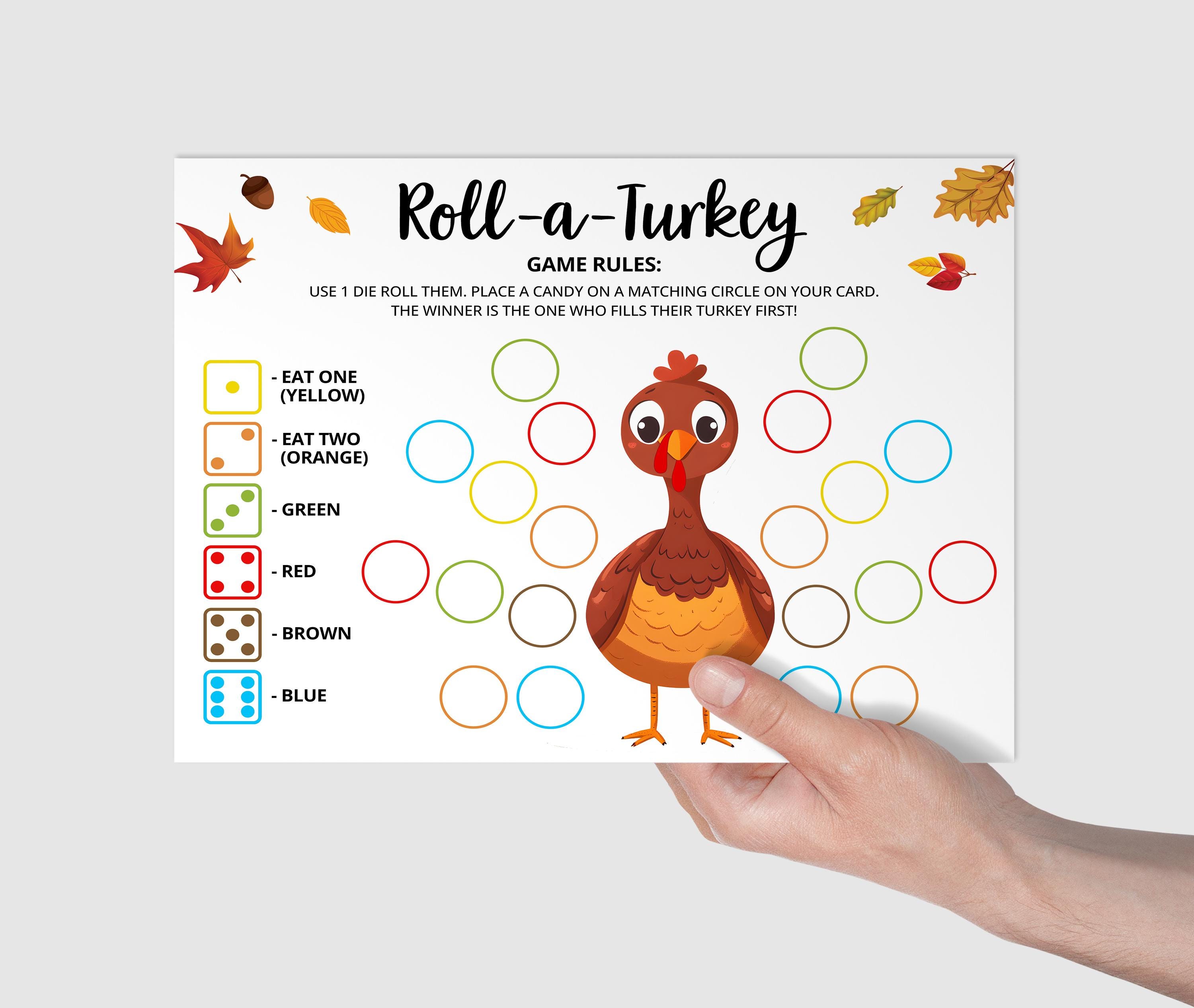 Roll A Turkey, Thanksgiving Kids Table Game, Kids Activity for ...