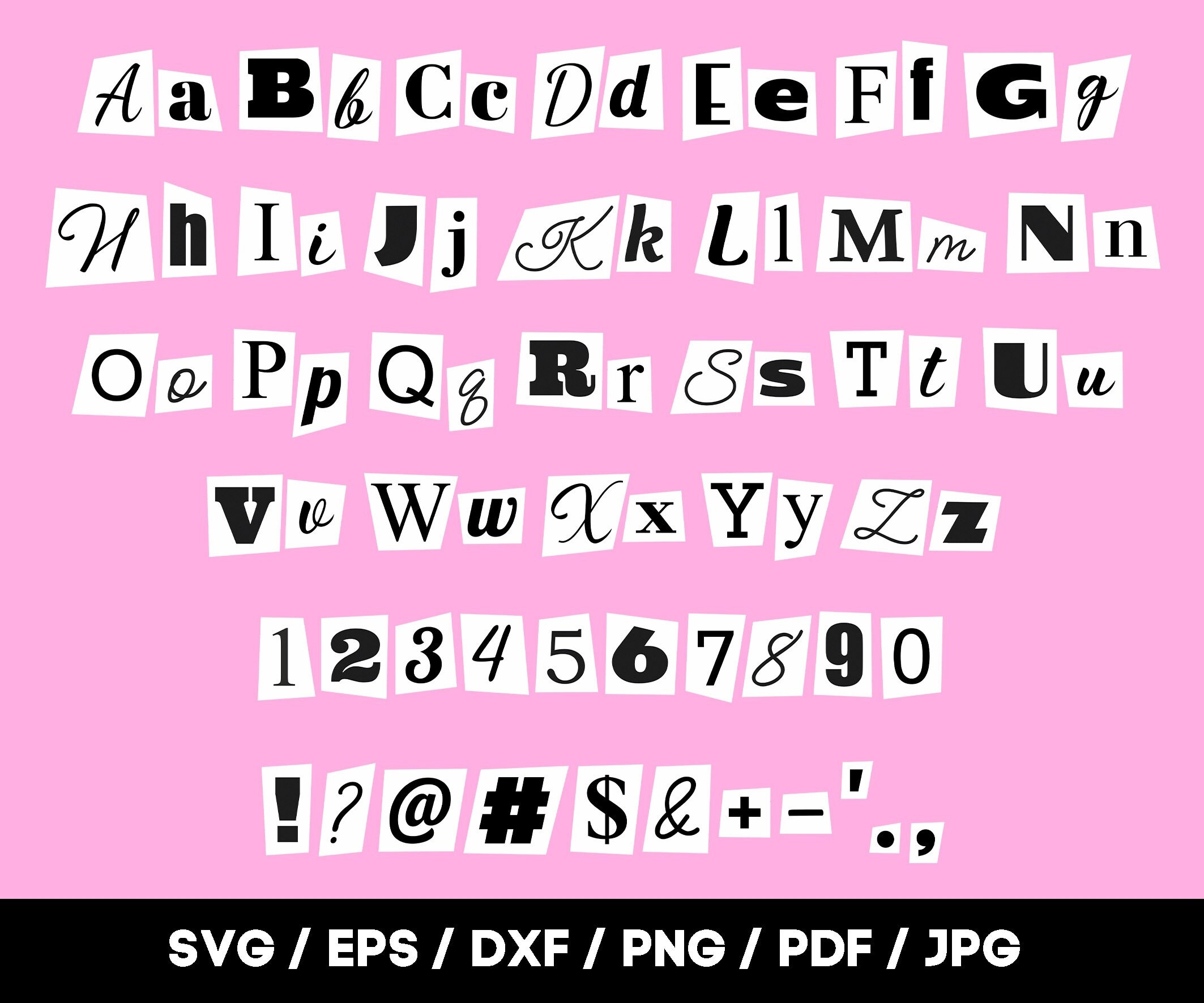 Burn Book Alphabet, Letters + Numbers + Symbols, Burn Book Font, Svg ...