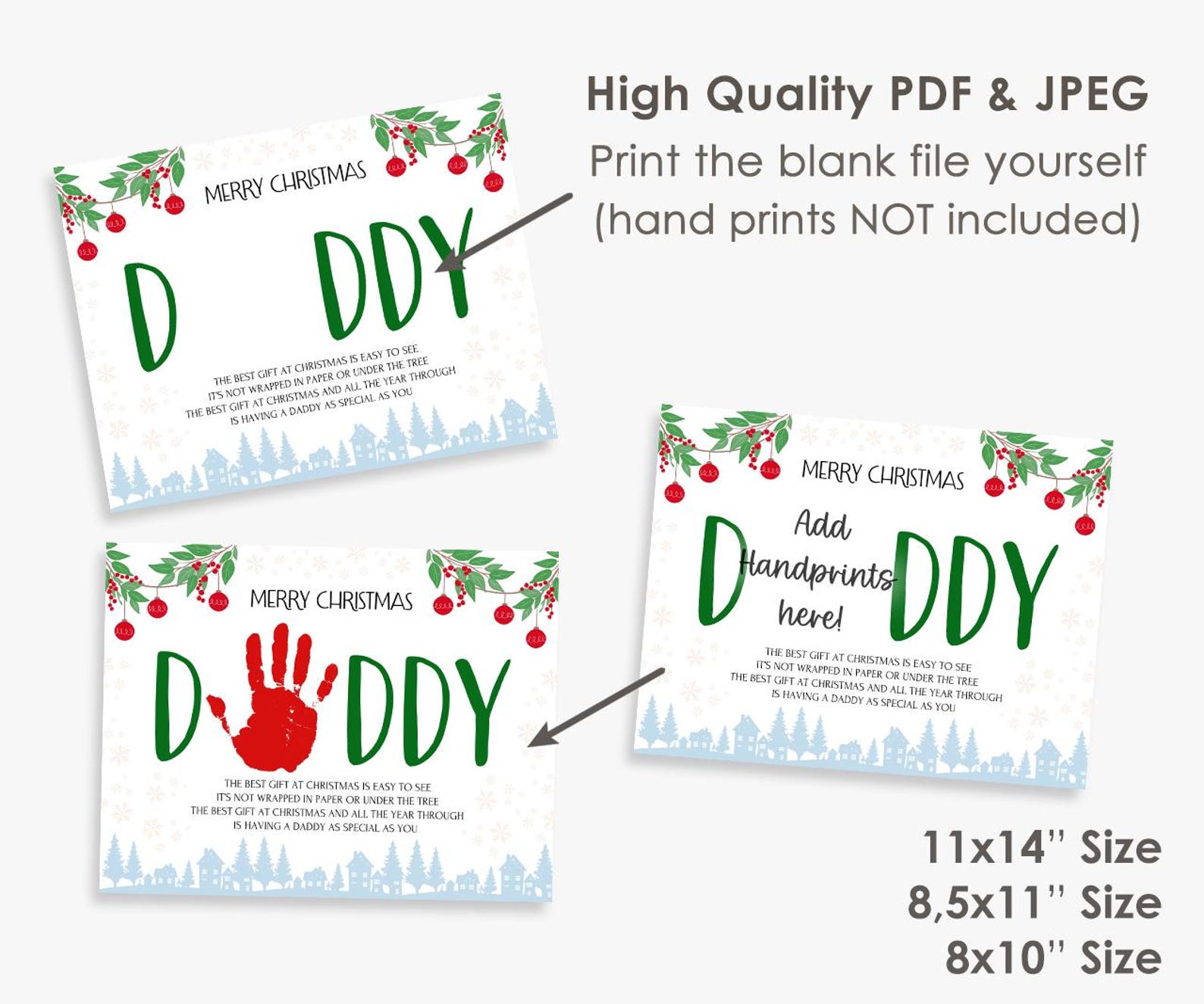 Christmas Daddy Poem Handprint Art Craft, First Xmas Keepsake Memory ...