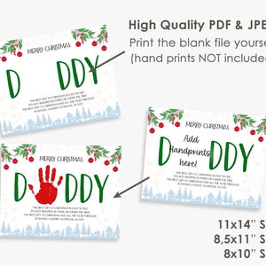 Christmas Daddy Poem Handprint Art Craft, First Xmas Keepsake Memory ...