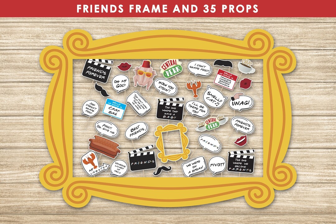 Friends Photo Booth Frame & Props, BUNDLE, Friends Theme Baby Shower ...