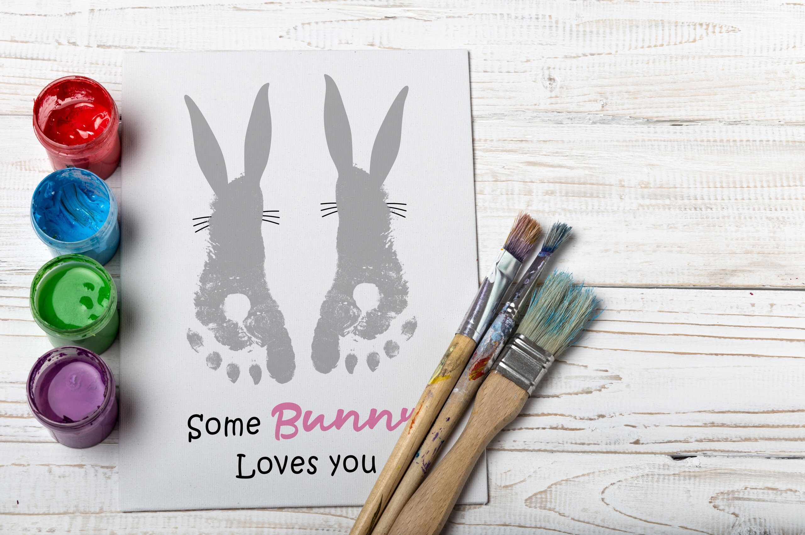 Easter Footprint Art, Crafts for Kids, Cute Bunny Feet, Handprint, 1st ...