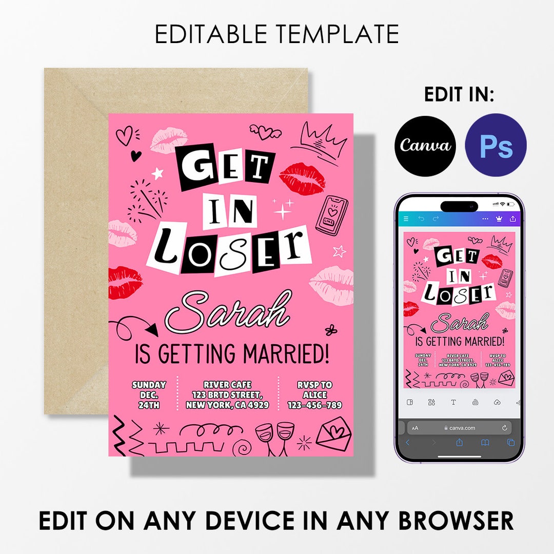 Editable, Mean Girls Bridal Shower Invitation, Mean Girls Theme Party ...