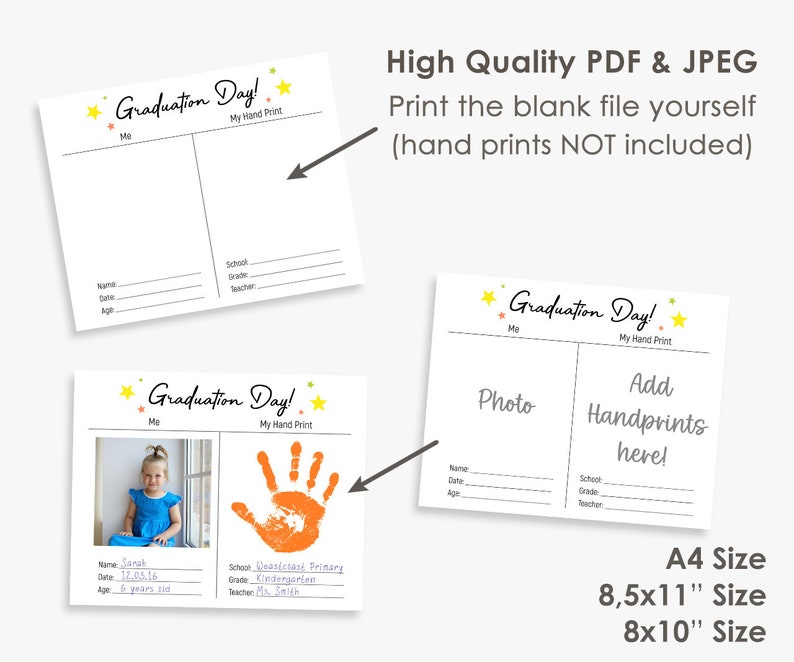 Graduation, Handprint Art, End of the Year, Kindergarten Preschool ...