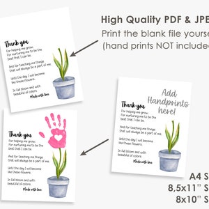 Teacher Appreciation Handprint Art, DIY, Teacher Thank You Gift, End of ...