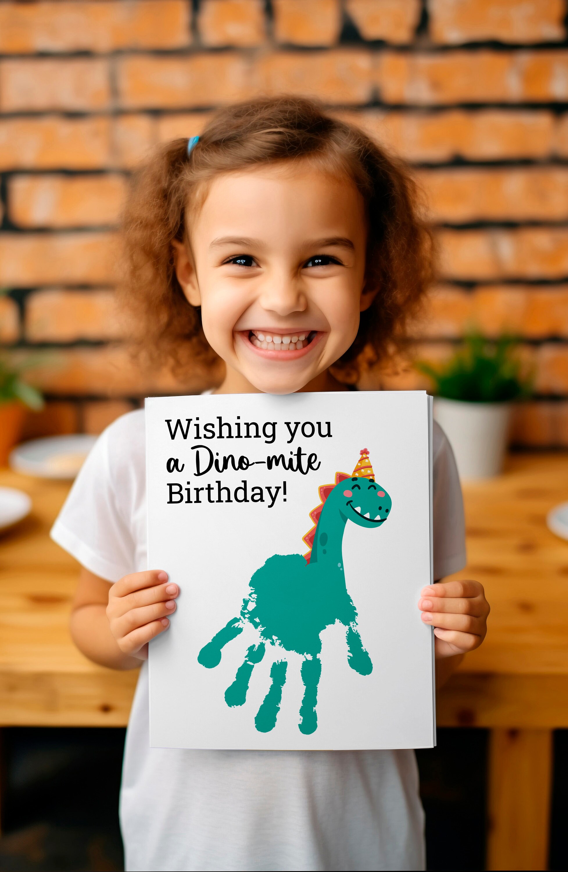 Birthday Handprint Art, Kids Craft, Dinosaur Birthday Card, From Kids ...
