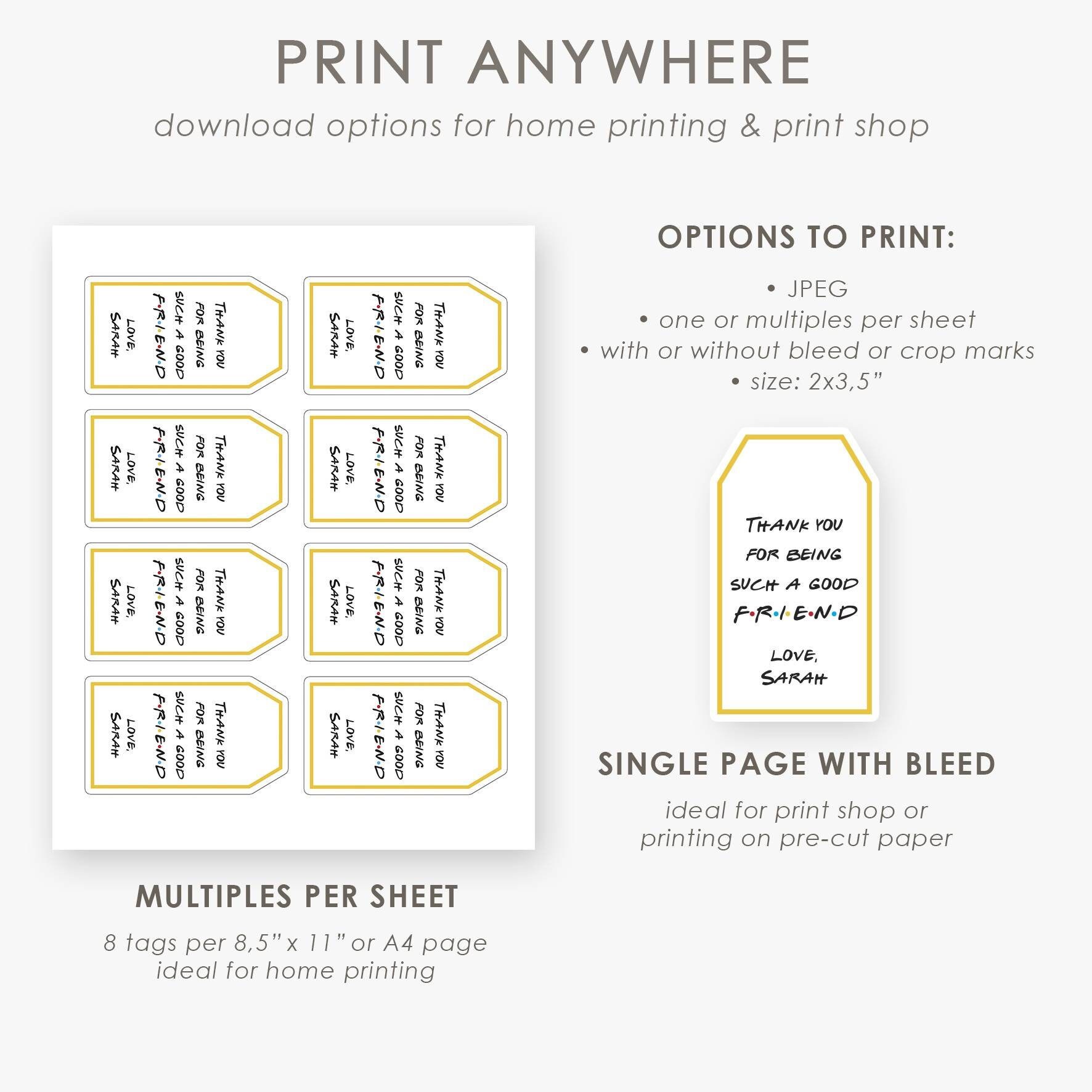 Editable Friends Gift Tag, Friends Theme Birthday Party Favor Tag ...