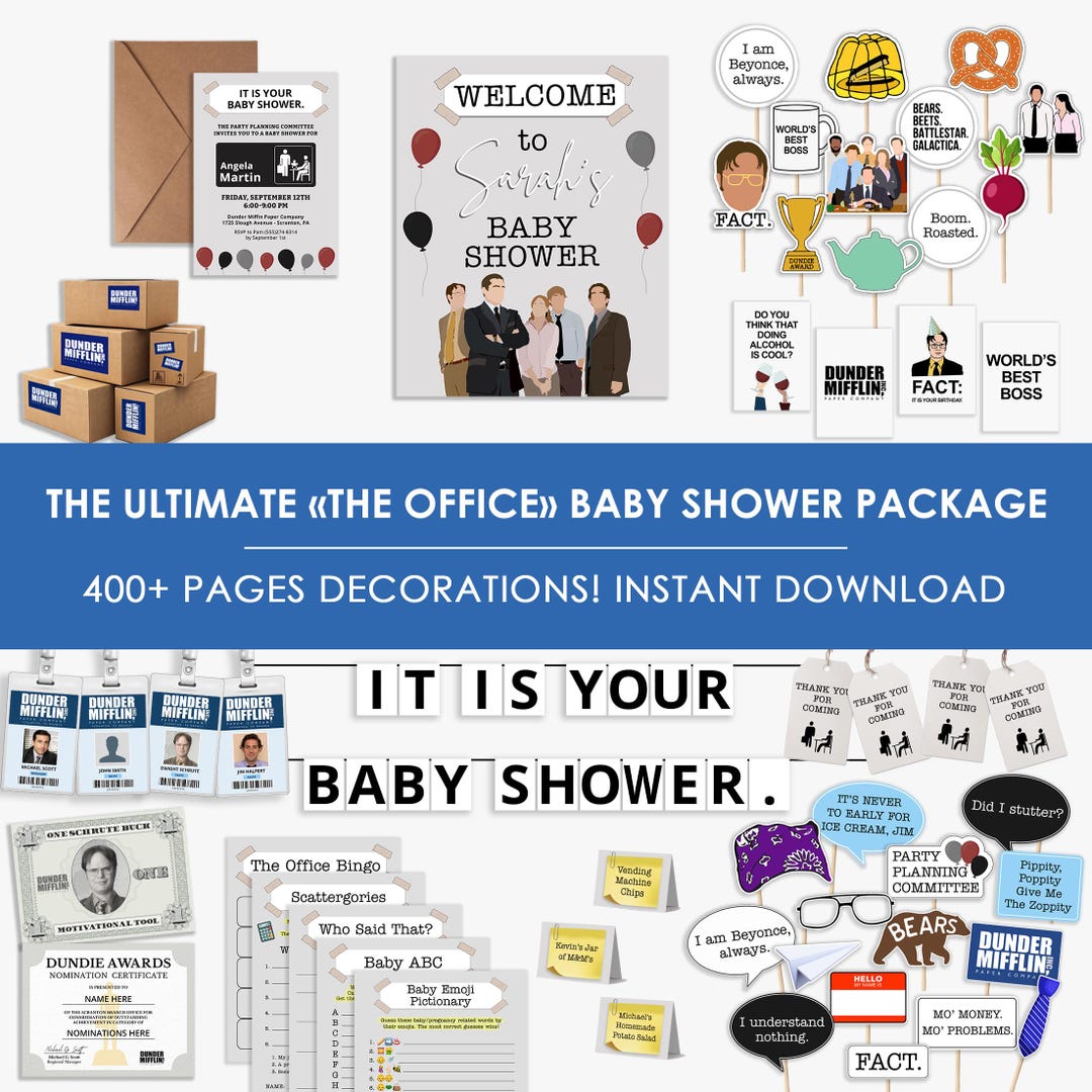 The Office Theme Baby Shower Party Decor, Bundle, Office Banner ...