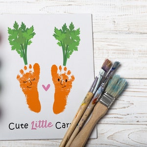 Easter Footprint Art, Crafts for Kids, Cute Little Carrots, Carrot ...