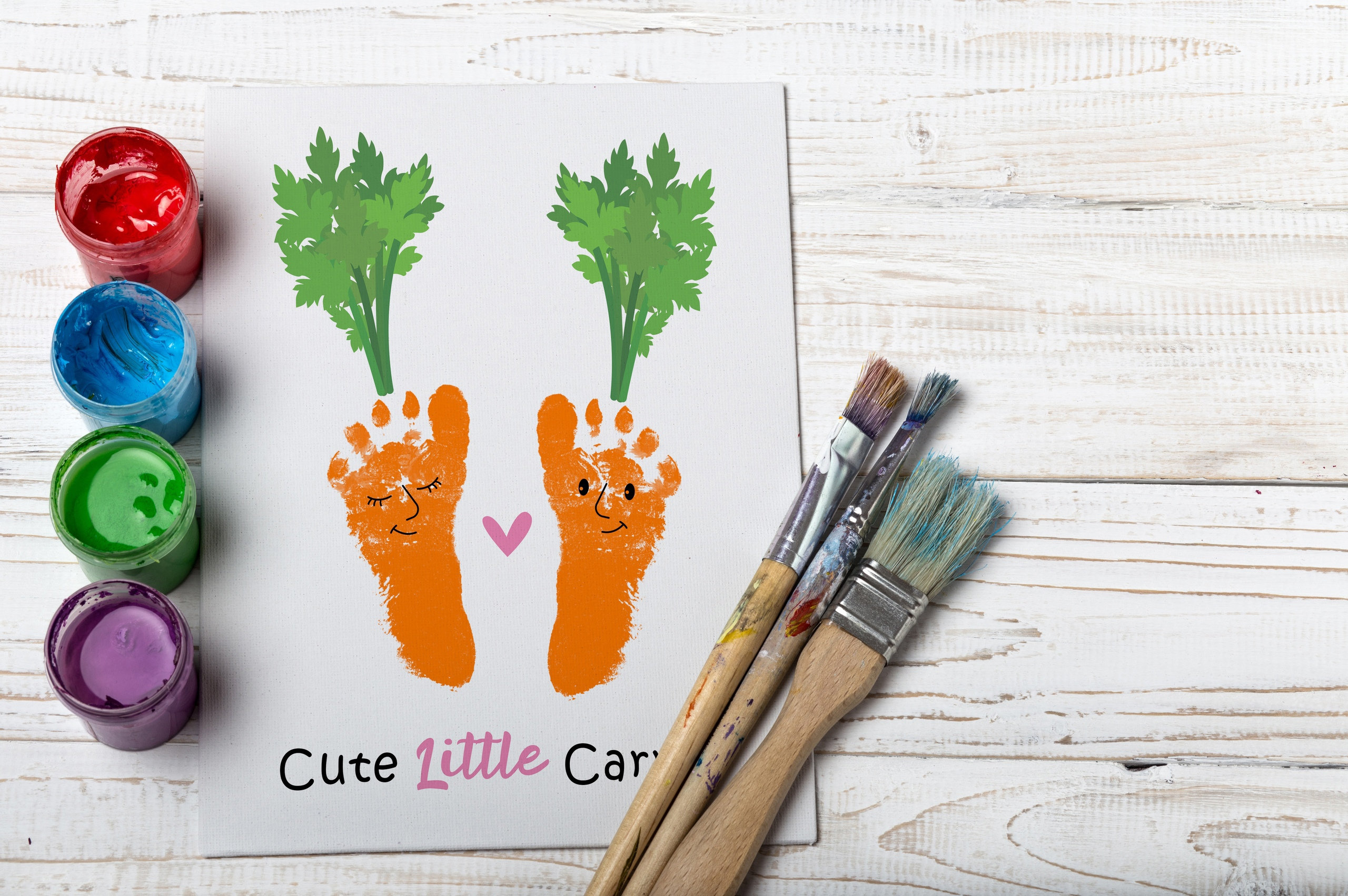 Easter Footprint Art, Crafts for Kids, Cute Little Carrots, Carrot ...
