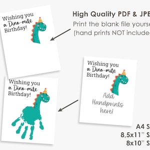 Birthday Handprint Art, Kids Craft, Dinosaur Birthday Card, From Kids ...